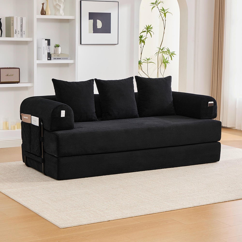 Canapé compressible - structure métallique + 3 coussins, noir | Leroy ...