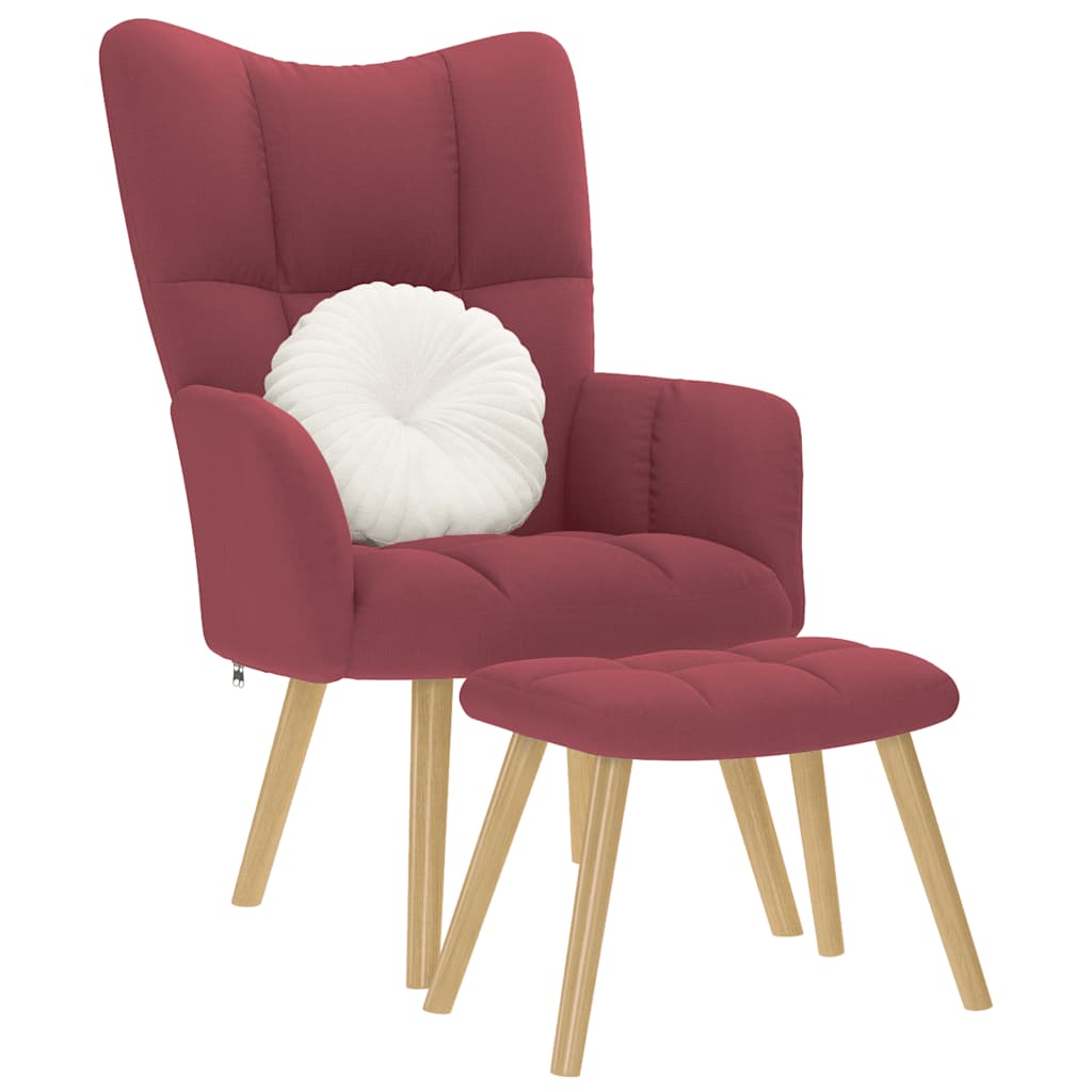 Chaise de relaxation avec repose-pied Rouge bordeaux Tissu | Leroy Merlin