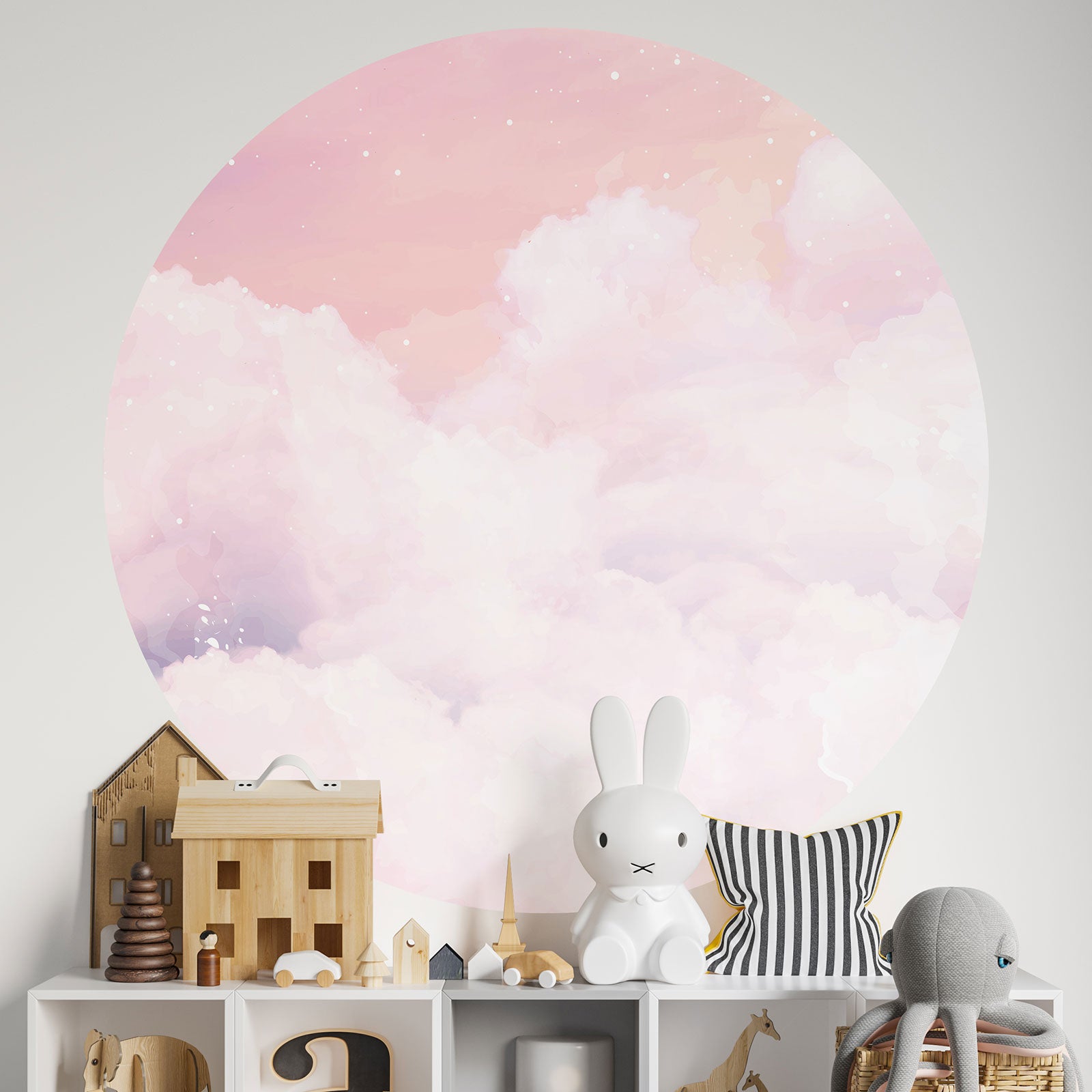 Vinilo Adhesivo Decorativo Redondo para niños - Infantiles - Cielo rosa ...