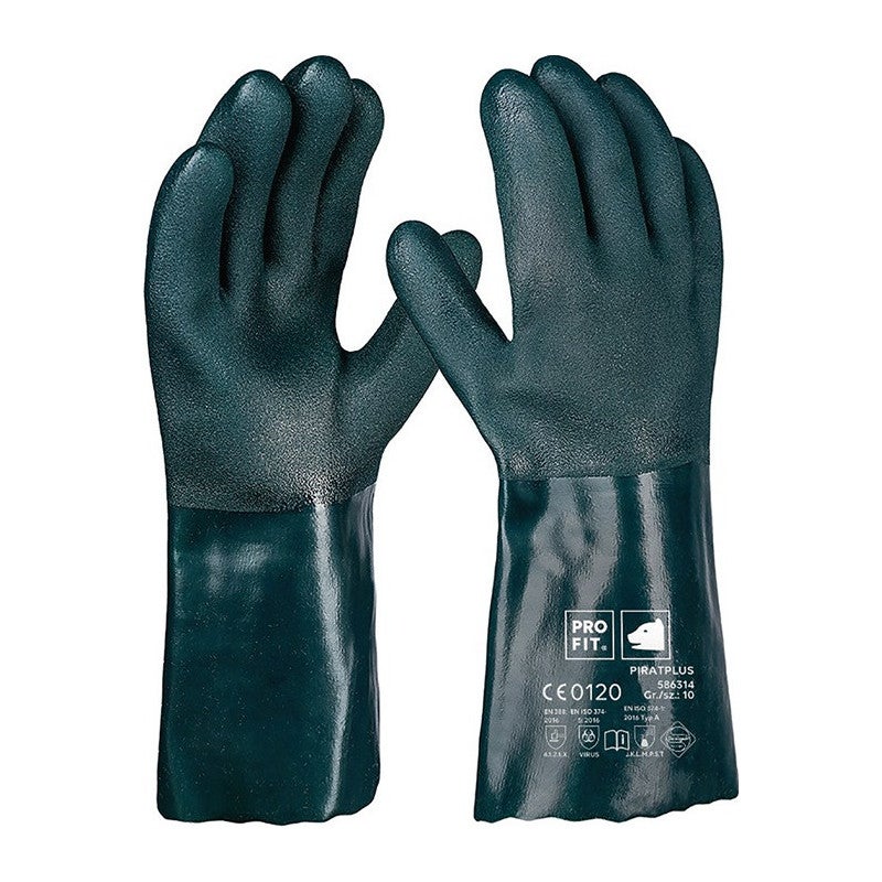 Gant protection ctre produits chimiques Pirat taille 10 vert PVC EN 388 ...