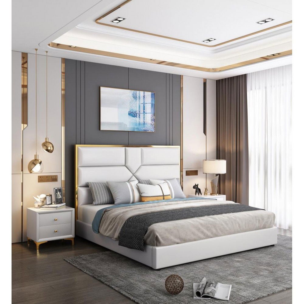 Lit coffre design effet laiton Dalia - Couleurs - Blanc, Tailles ...