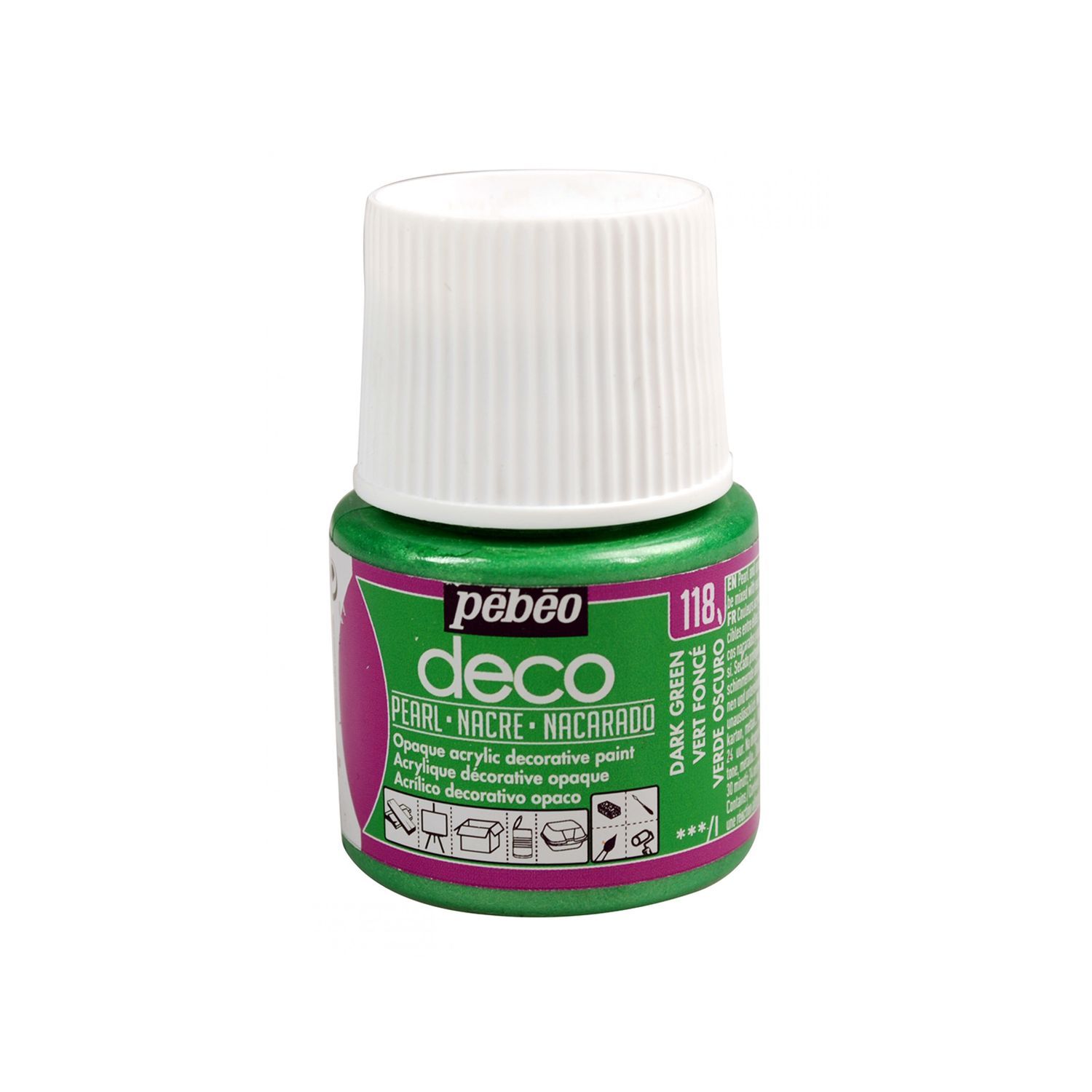 Peinture acrylique opaque nacrée - Vert foncé - 45 ml - Pébéo | Leroy ...