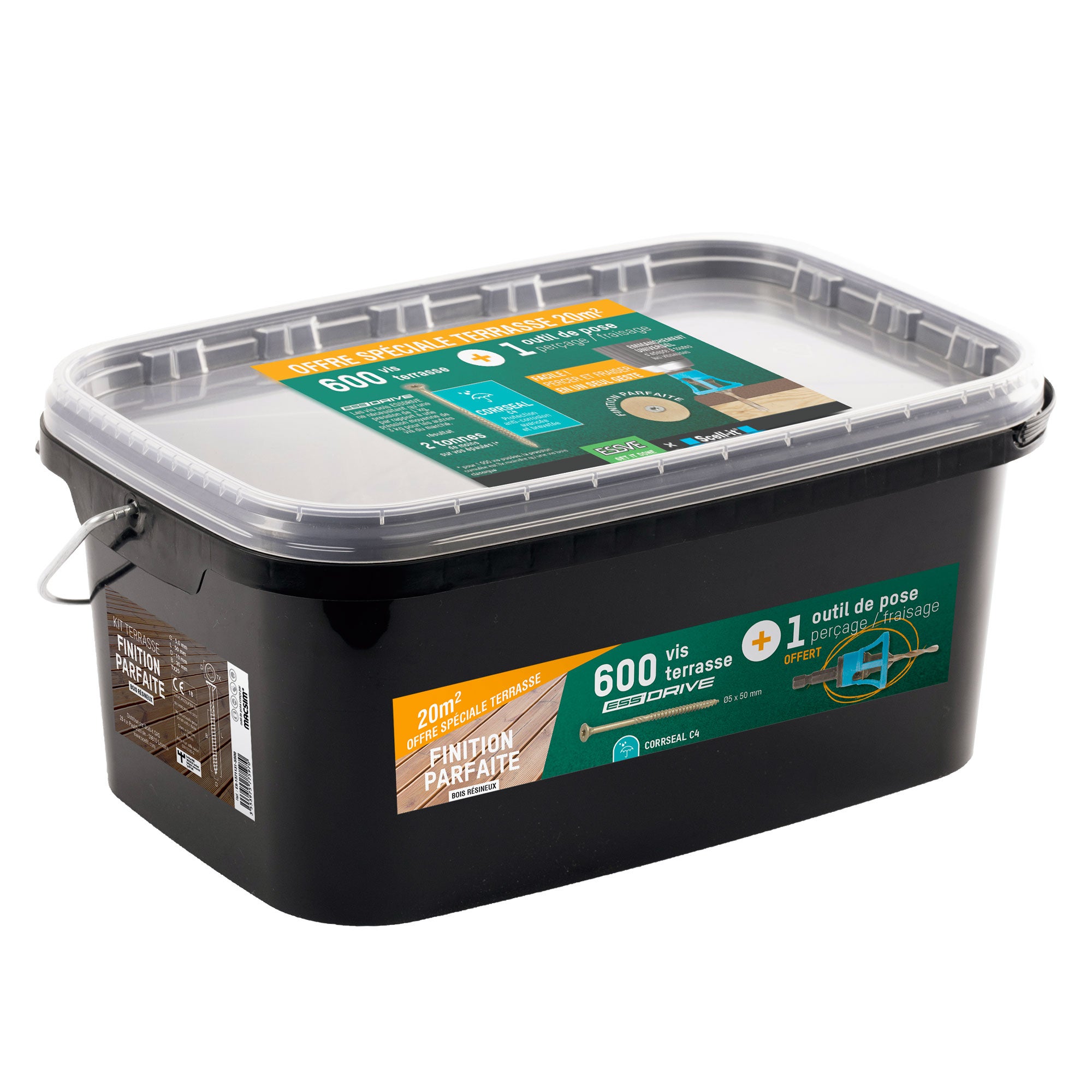 600 vis terrasse 5x50 ANTI-CORROSION C4+ kit perçage fraisage SCELL-IT ...