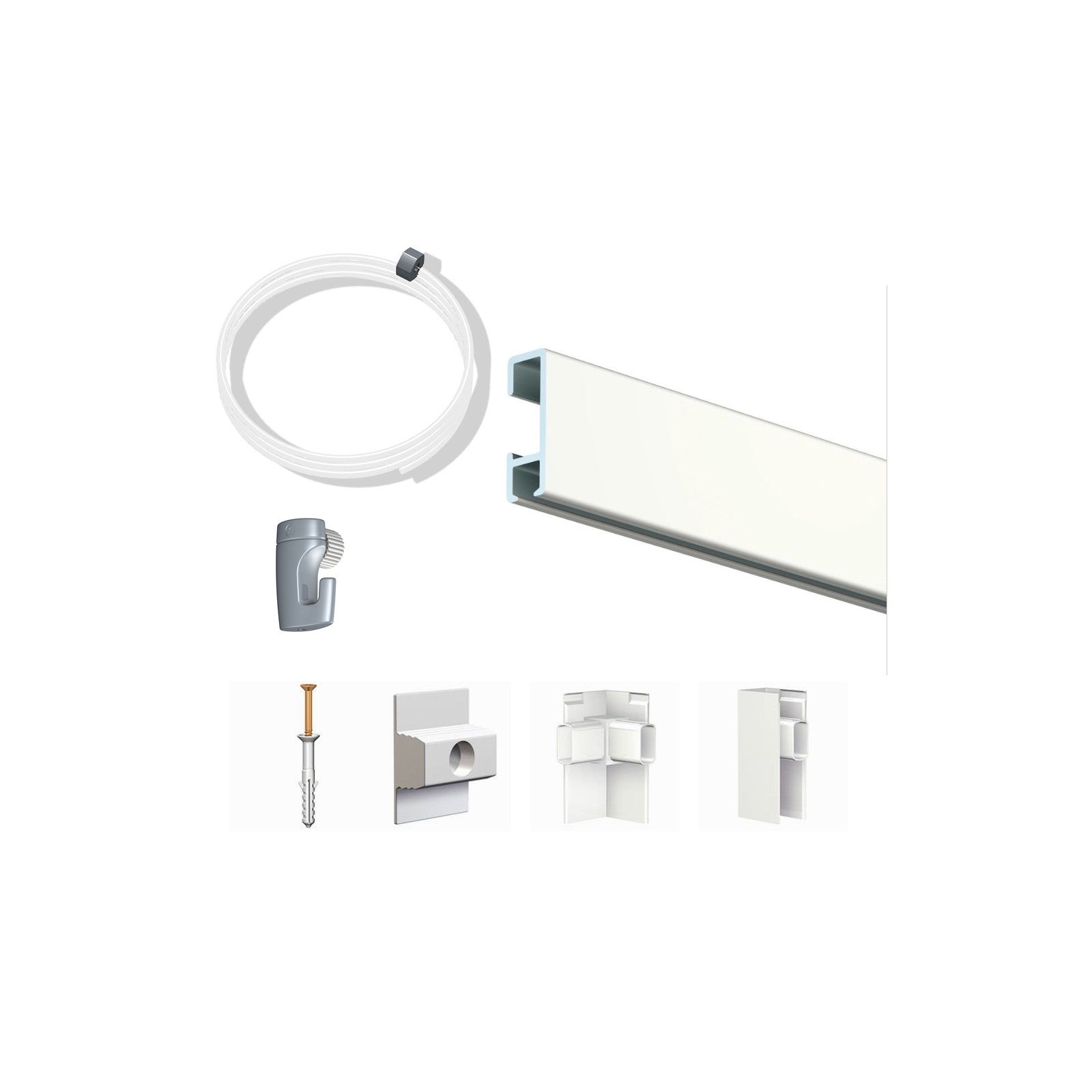 Pack Eco 20 mètres de cimaise Click Rail couleur Blanc laqué (RAL9010 ...