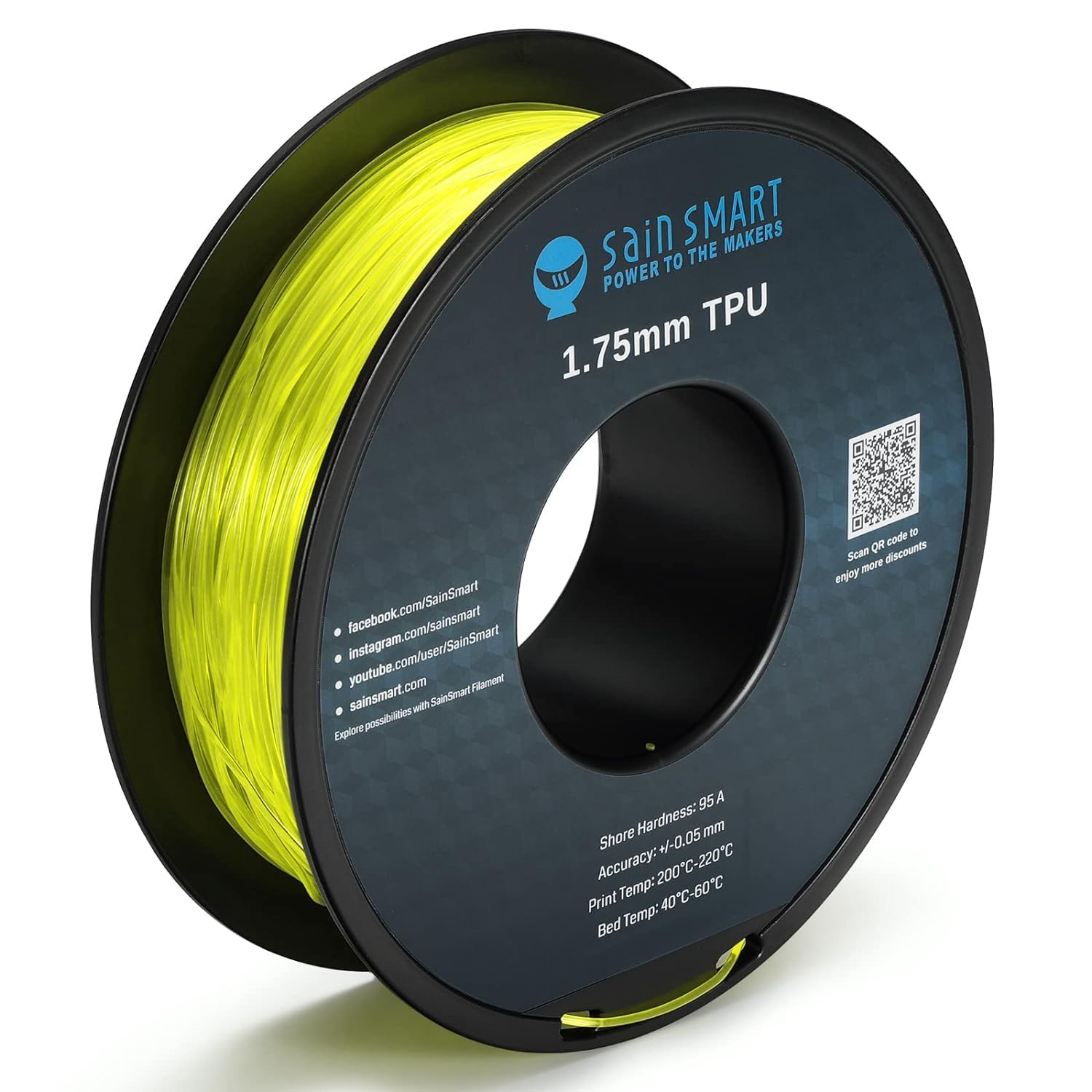 SainSmart Yellow Flexible TPU 3D Printing Filament, 1.75 mm, 0.8 kg ...