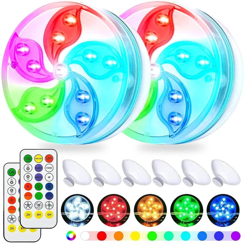 Luces LED sumergibles, Luces LED para piscina con control remoto y ...