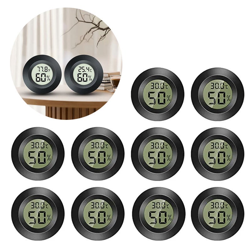 Lot de 10 mini thermomètres hygromètres numériques LCD, Celsius ...