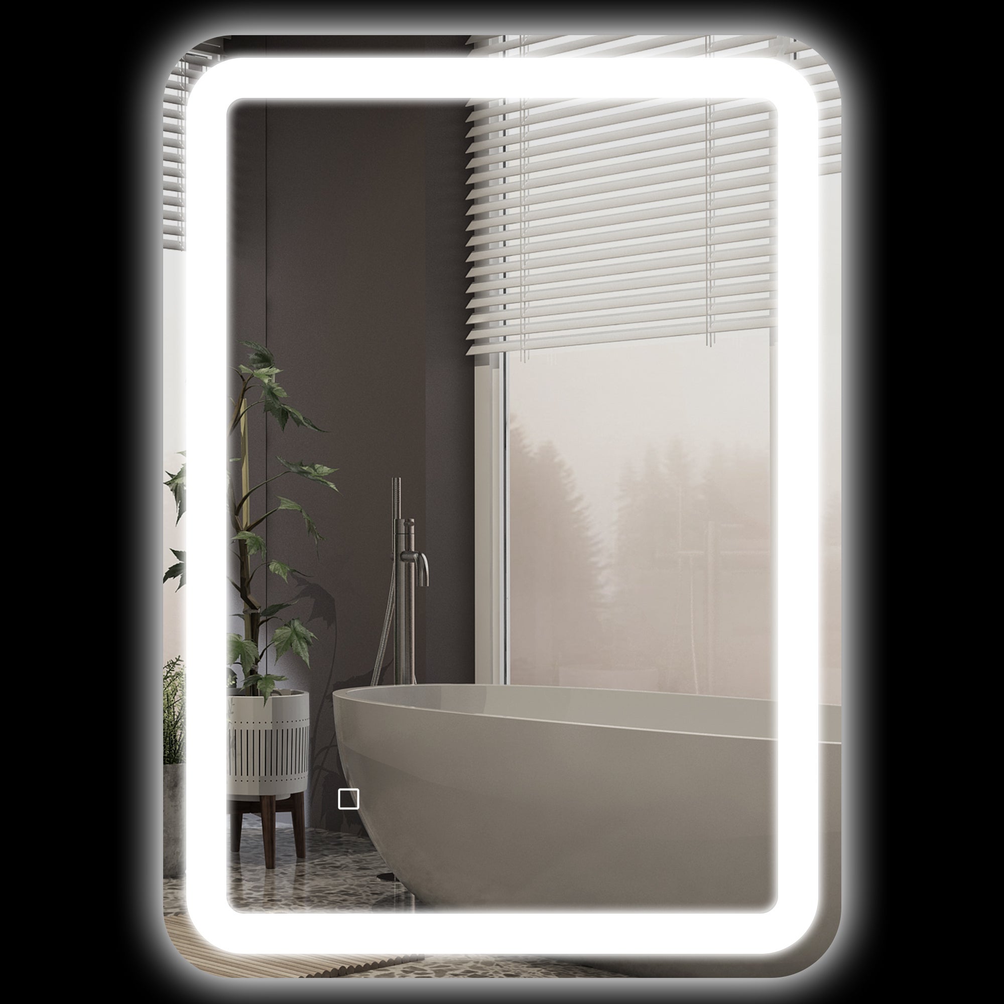 Miroir de salle de bain LED rectangulaire, Fonction anti-buée ...