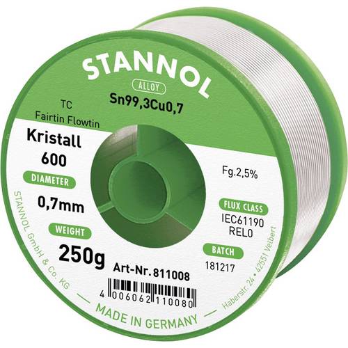Stannol Kristall 600 Fairtin Étain à souder sans plomb sans plomb Sn99 ...