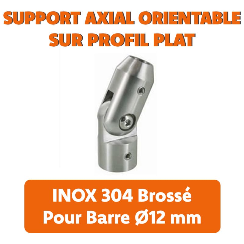 SUPPORT AXIAL ORIENTABLE SUR PLAT POUR BARRE Ø12 mm - INOX 304 | Leroy ...