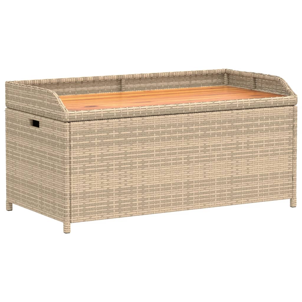 Banco con almacenaje acacia ratán PE beige mezcla 100x50x52 cm | Leroy ...