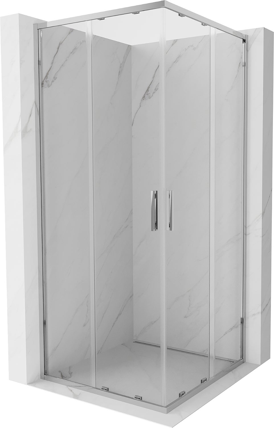 Mexen Exo cabine de douche carrée coulissante 90 x 90 cm, transparent, chrome - 8111-090-090-01 ...