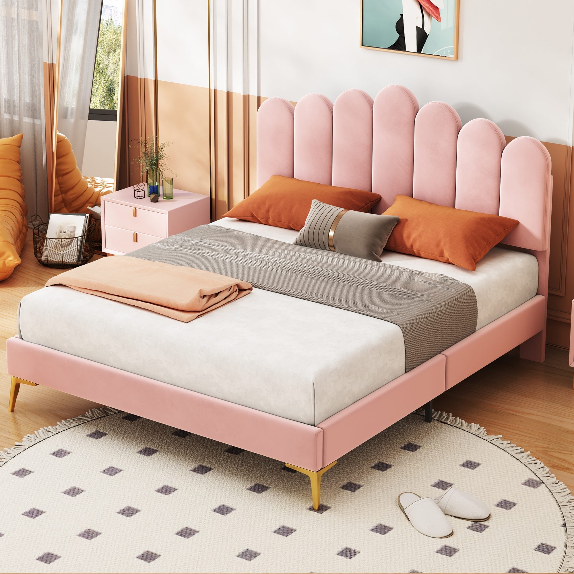 Cama Polster 140x200 cm - Estructura de cama con cabecero y somier ...