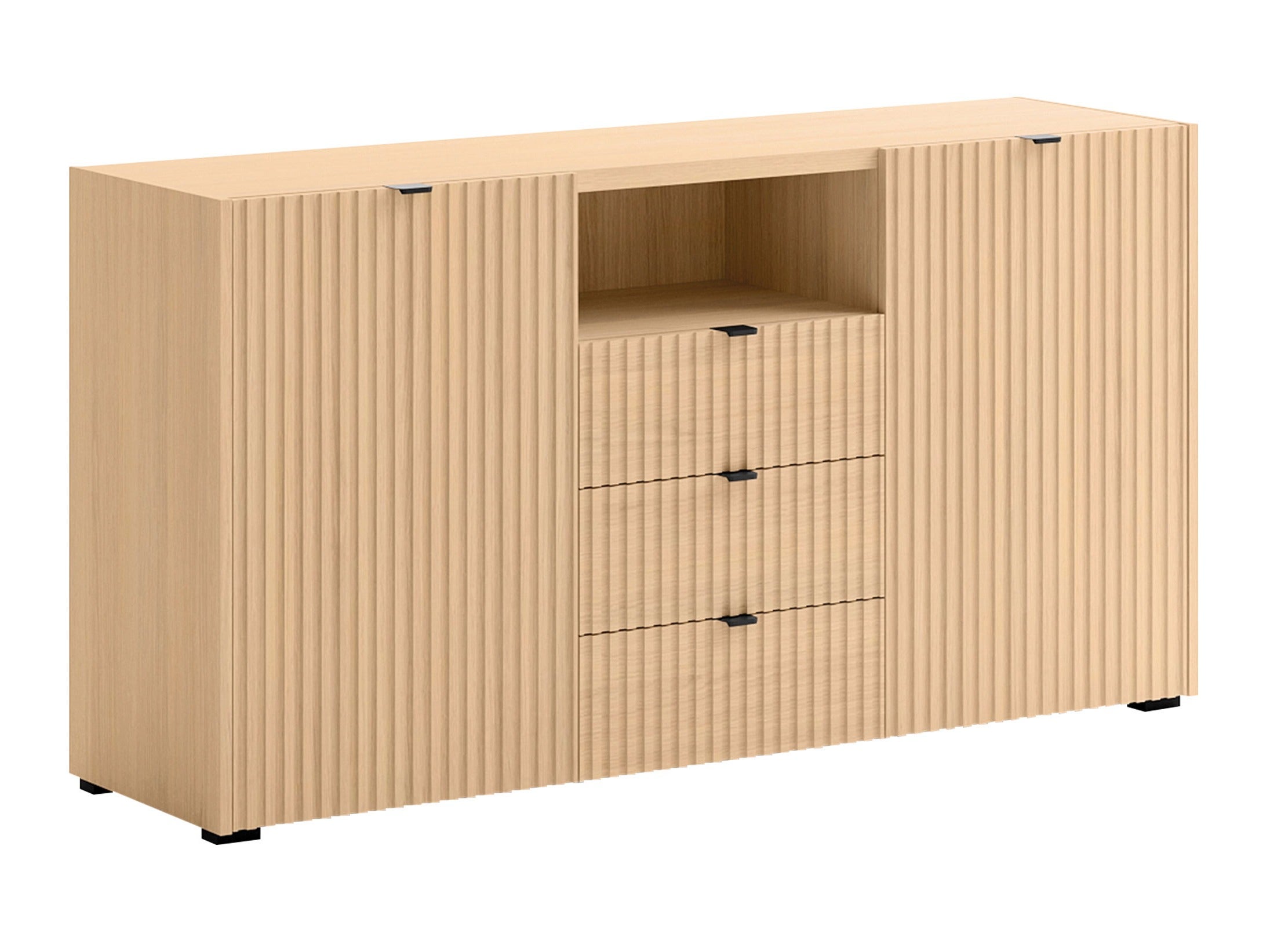 Commode Comfivo Vomoro 101, Chêne, Tiroirs et portes, 80x150x40cm ...