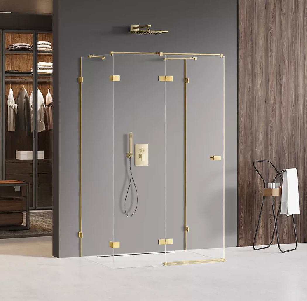 Cabine de douche gauche 120x90 pivotante MIAMI GOLD,couleur: doré ...