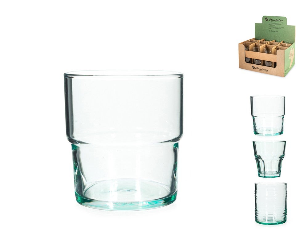 Vasos de vidrio reciclado transparentes, formas surtidas, 24 cl | Leroy ...