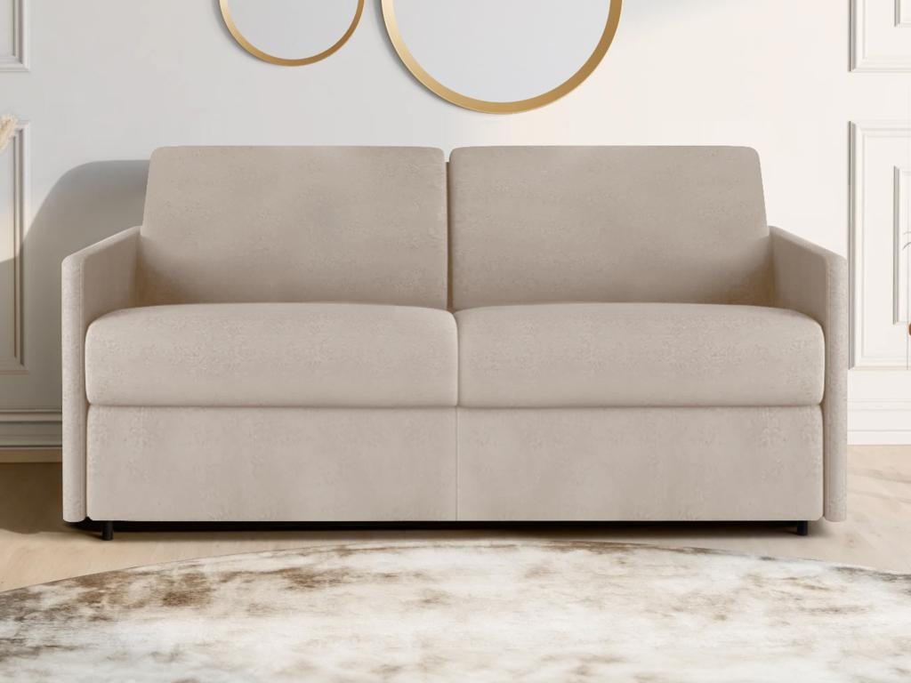 Canapé 3 places convertible express en tissu beige - Couchage 140 cm ...