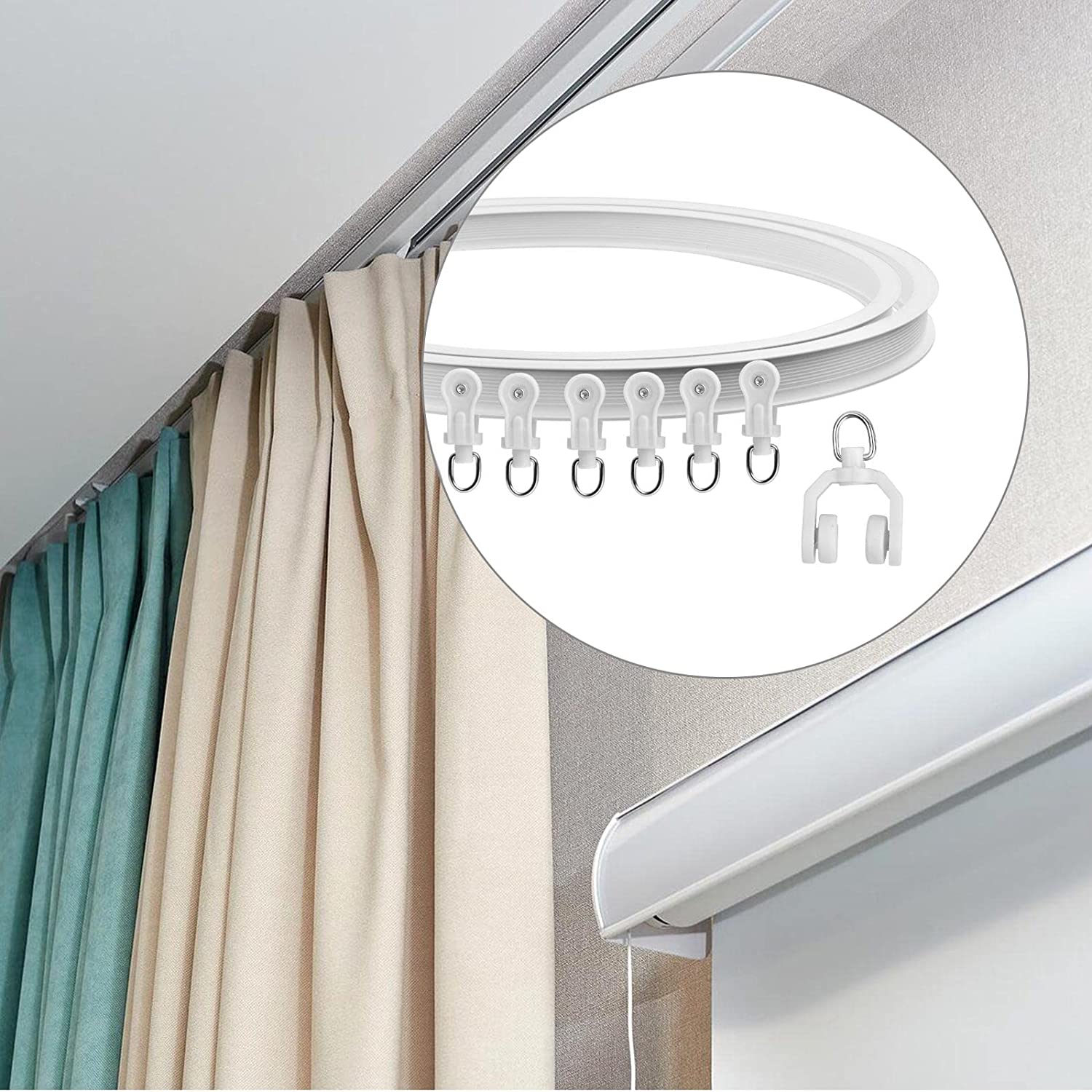 Rail de rideau de plafond flexible 5m, système de rail de rideau ...