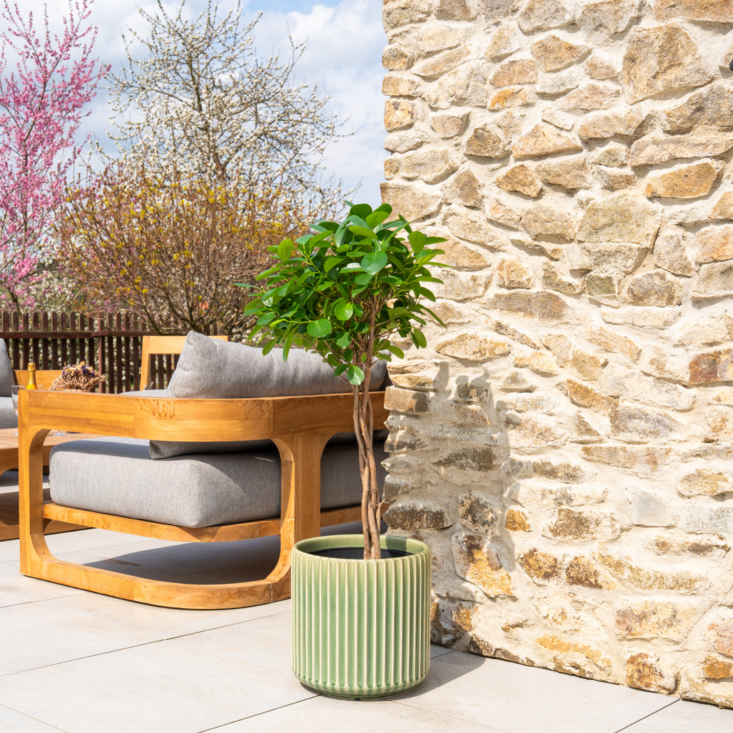 Pot grande taille d'extérieur LONDON 29x30cm vert-de-gris, en terre ...