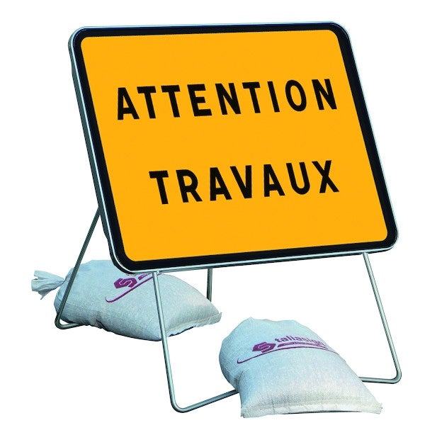 Panneau de signalisation temporaire KC1 ATTENTION TRAVAUX classe T1 ...