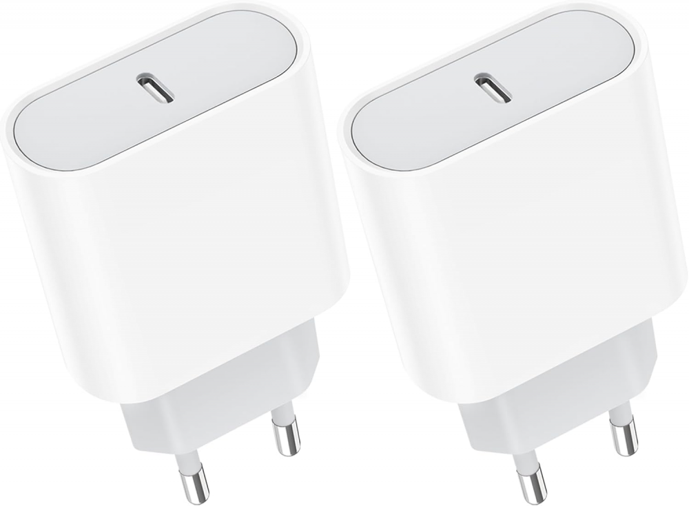 Prise USB C, Chargeur Rapide 2-Pack 20W for iPhone 15/14, Galaxy, Pixel ...