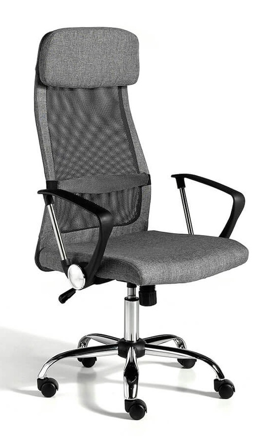 Fauteuil de bureau réglable tissu et pieds en acier gris Nialo | Leroy ...