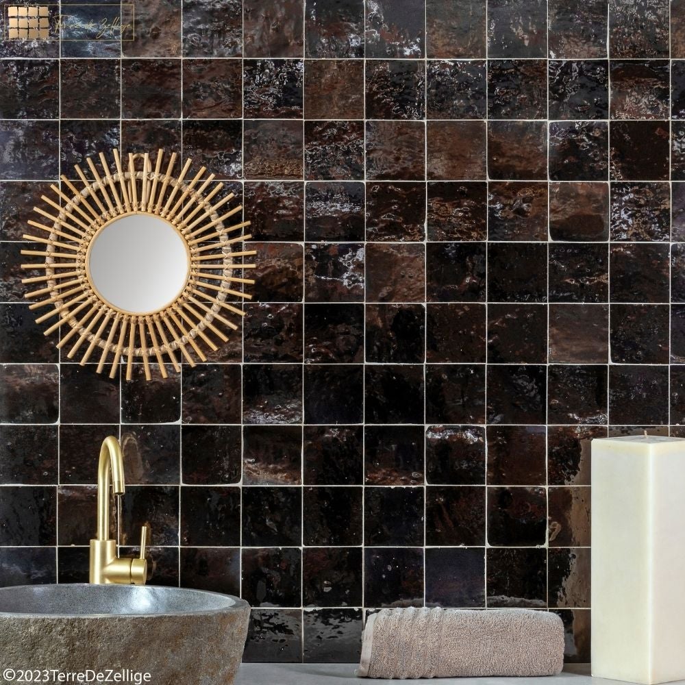 Zellige Marocain - 10x10 cm - Carrelage mur - Terre De Zellige 10x10 cm ...