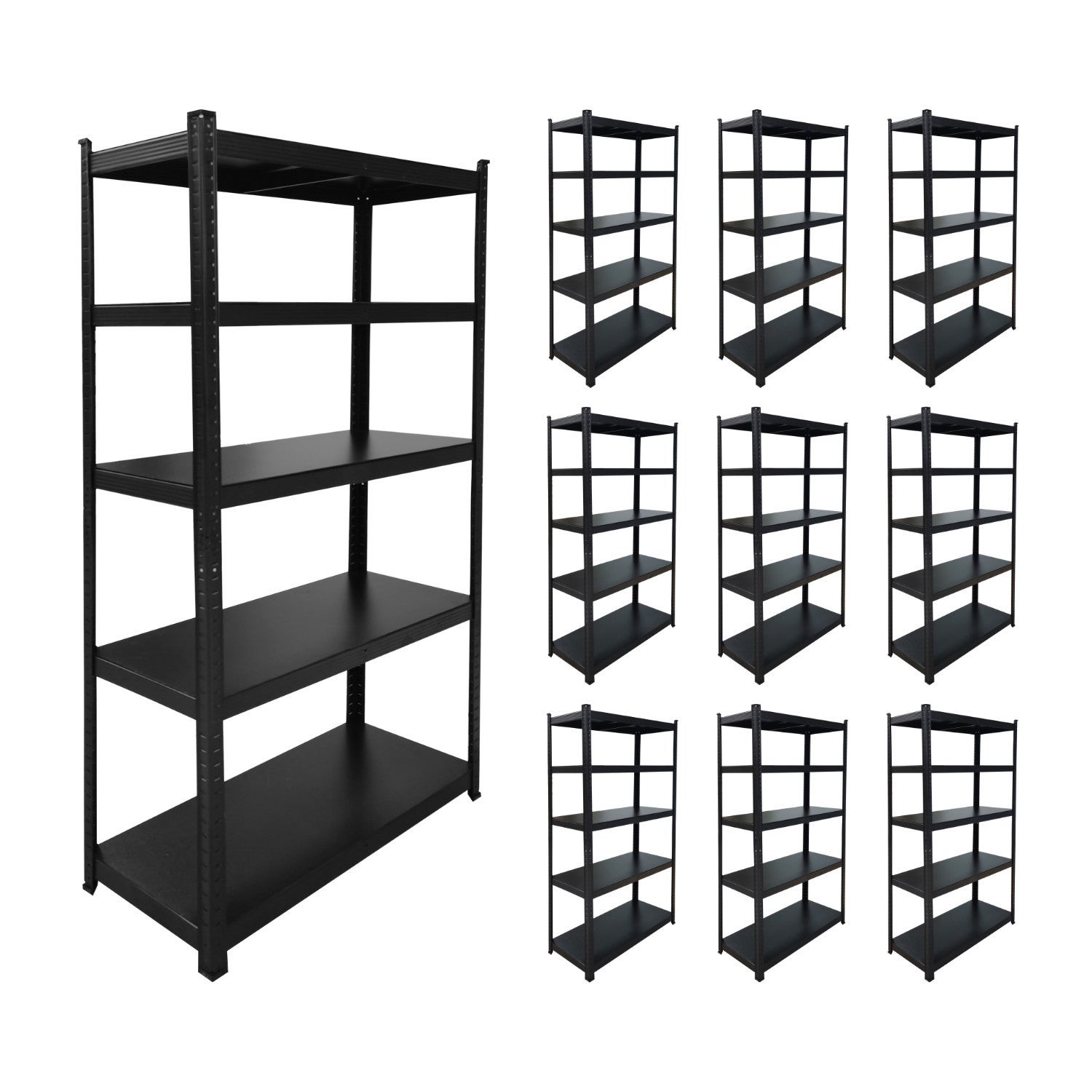 MegaPack 10 Etagères Modulables en Métal avec 5 Etagères 875kg Noir ...