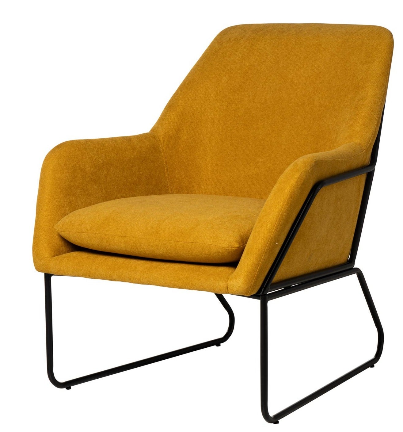 Fauteuil design tissu jaune moutarde Bouka 74cm | Leroy Merlin