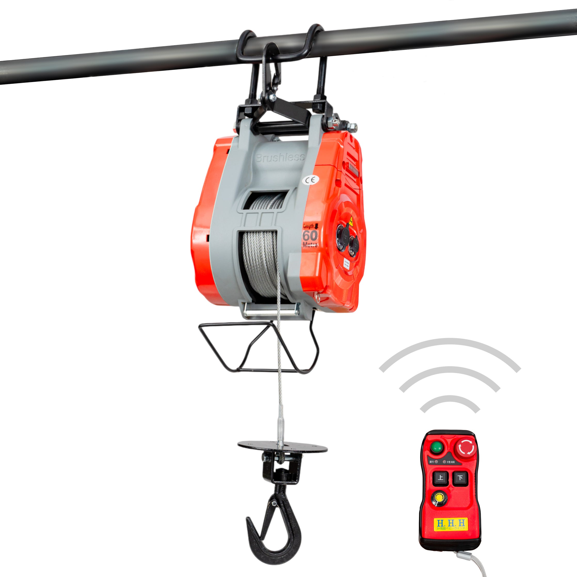 Palan électrique à câble 340kg 60m contrôle sans fil vitesse variable ...