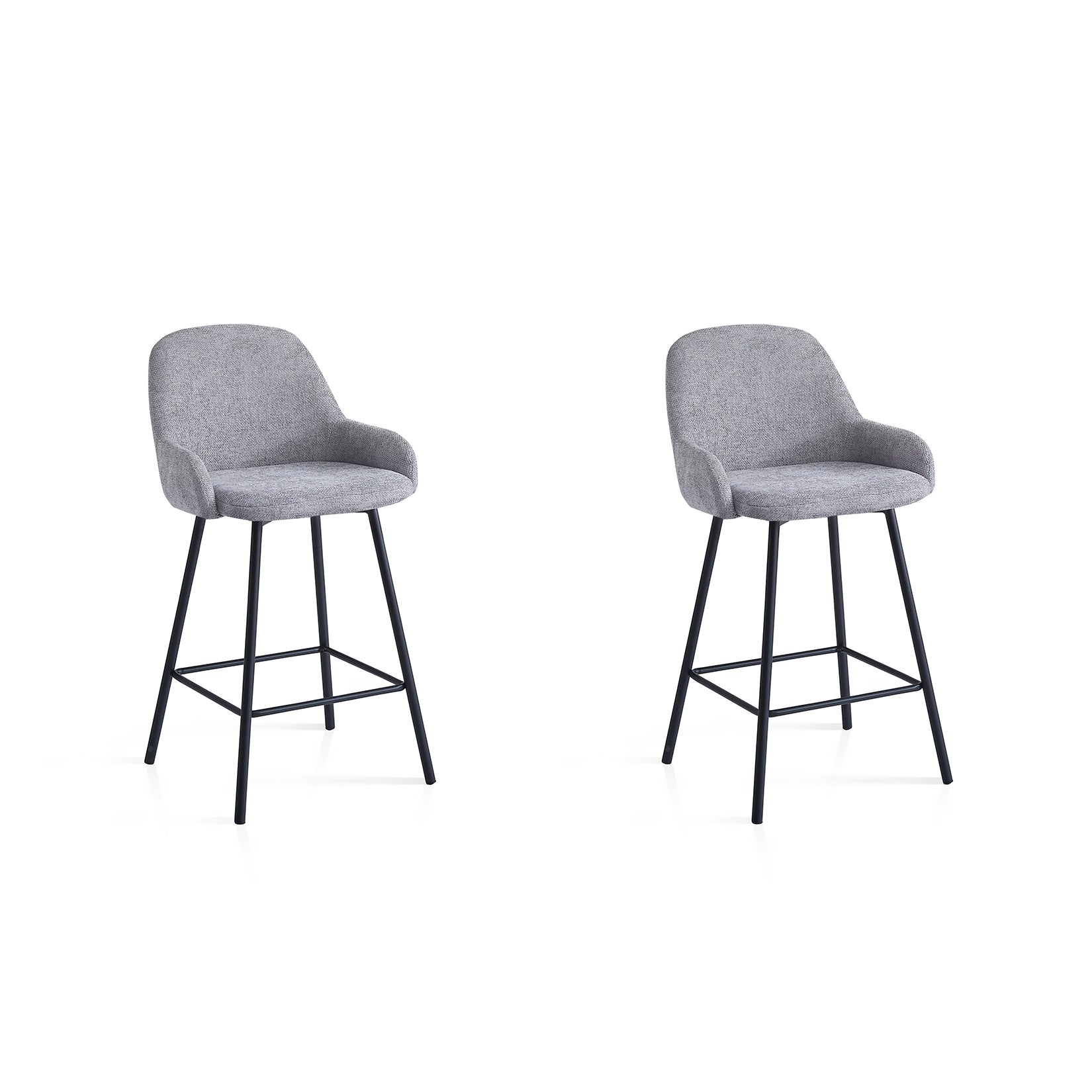 Set de 2 taburetes bajos de comedor, modelo Astor en textil gris ...