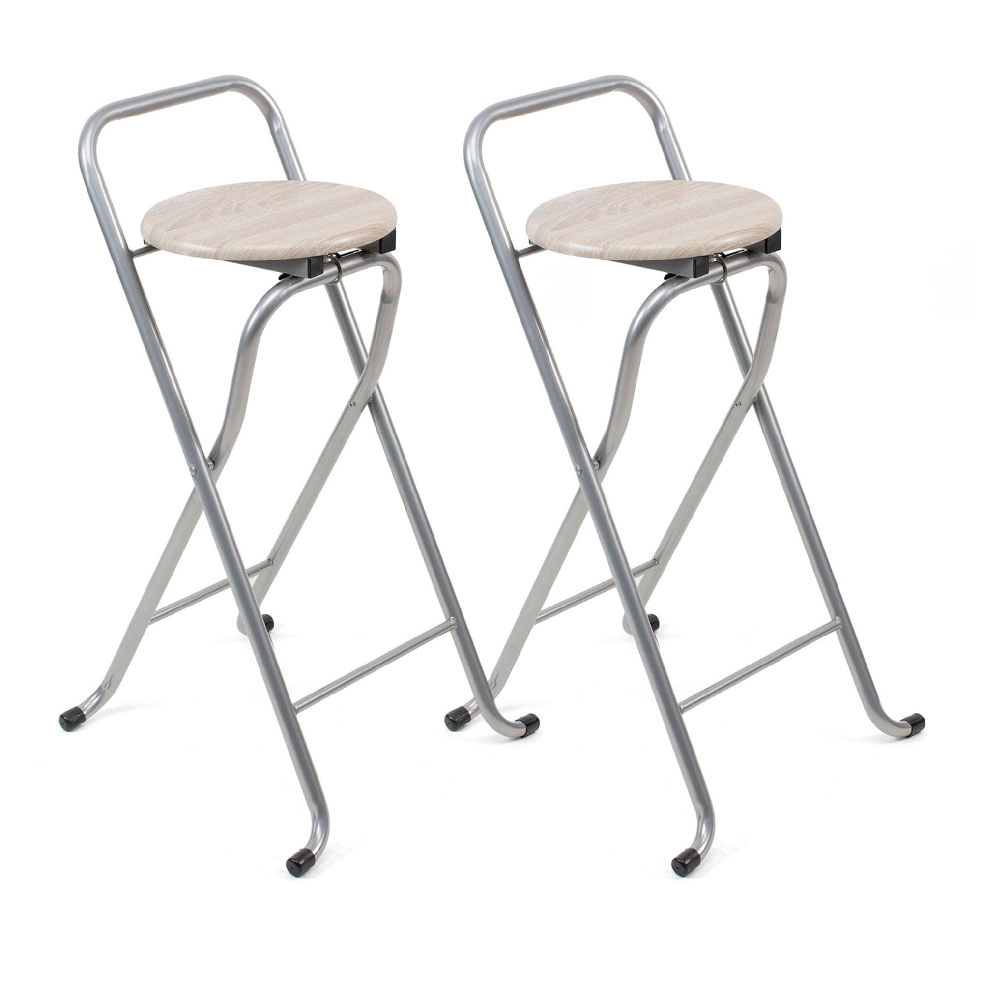 Pack de 2 Taburetes Plegables con Respaldo de Metal y Madera - Ideal ...