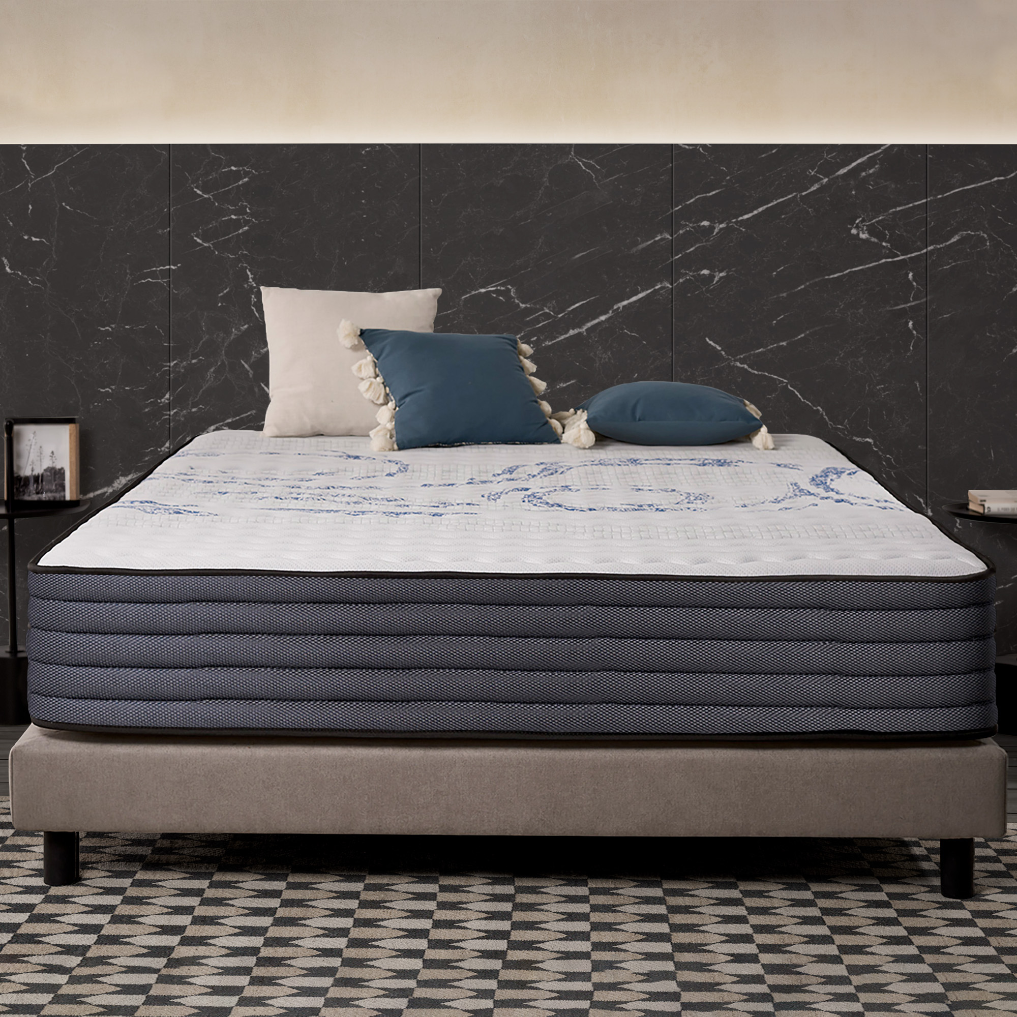Materasso 135x190 cm Perfect Sleep Materasso a Molle Ibrido Schiuma Memory HR Blue Latex Semisolido Molto spesso 30 cm Leroy Merlin