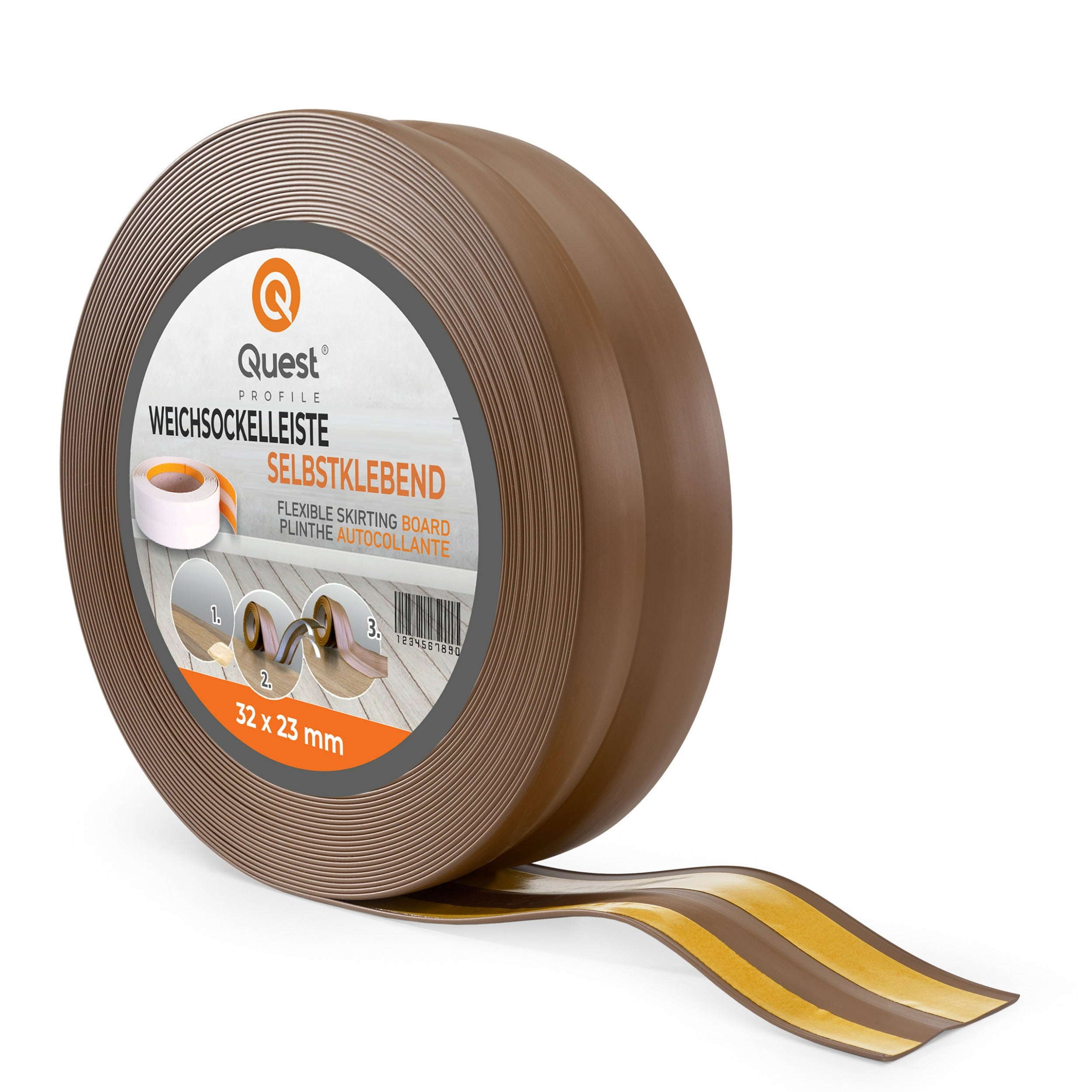 QUEST Rodapié PVC 32x23mm, 10m, autoadhesivo, rodapiés blando, zócalo ...