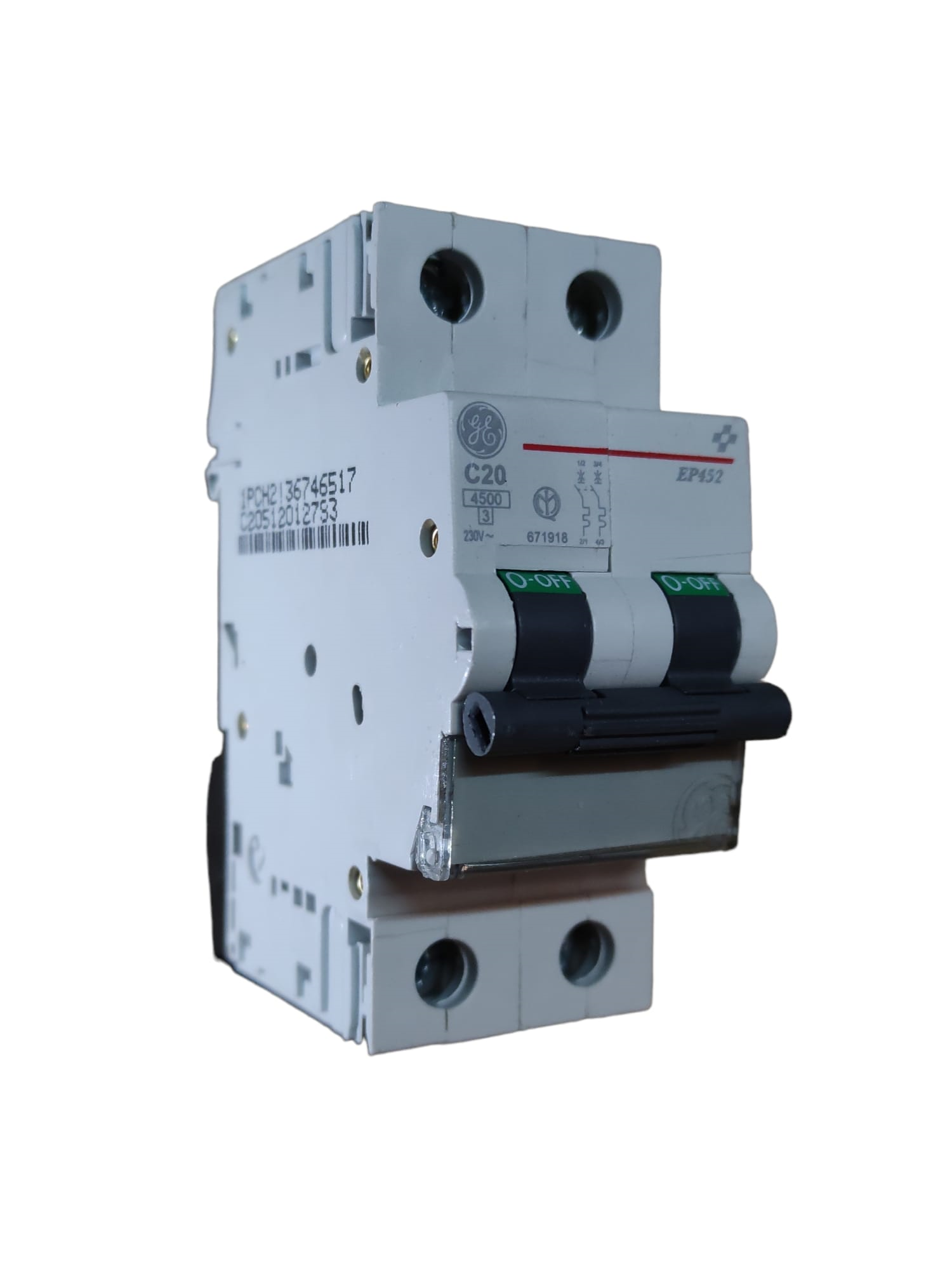 Ge power 671918 ep452c20 interruttore automatico magnetotermico 2p 20a 4,5ka c 2m | Leroy Merlin