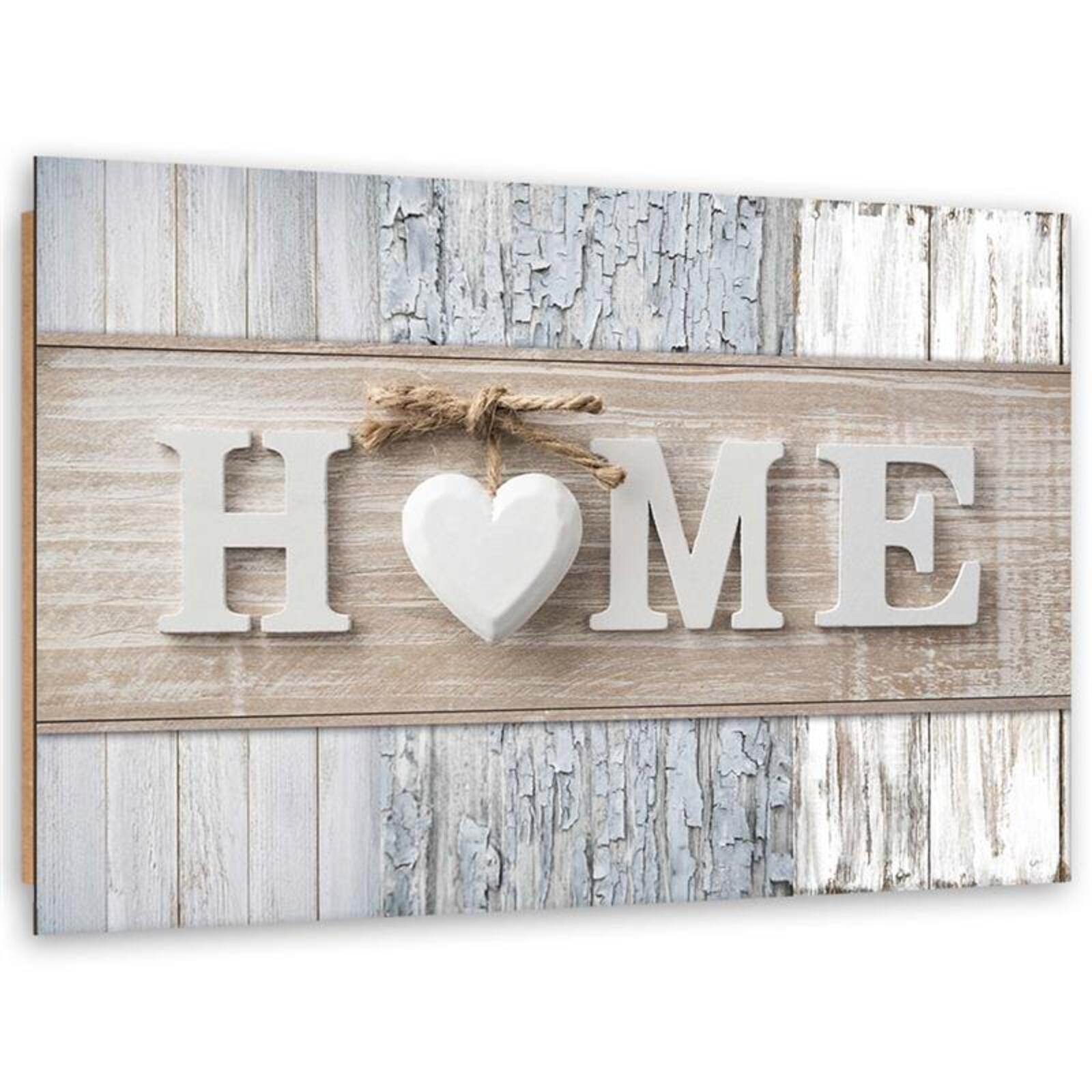 Tableau bois inscription maison accueil rustique bois coeur - 90 x 60 ...