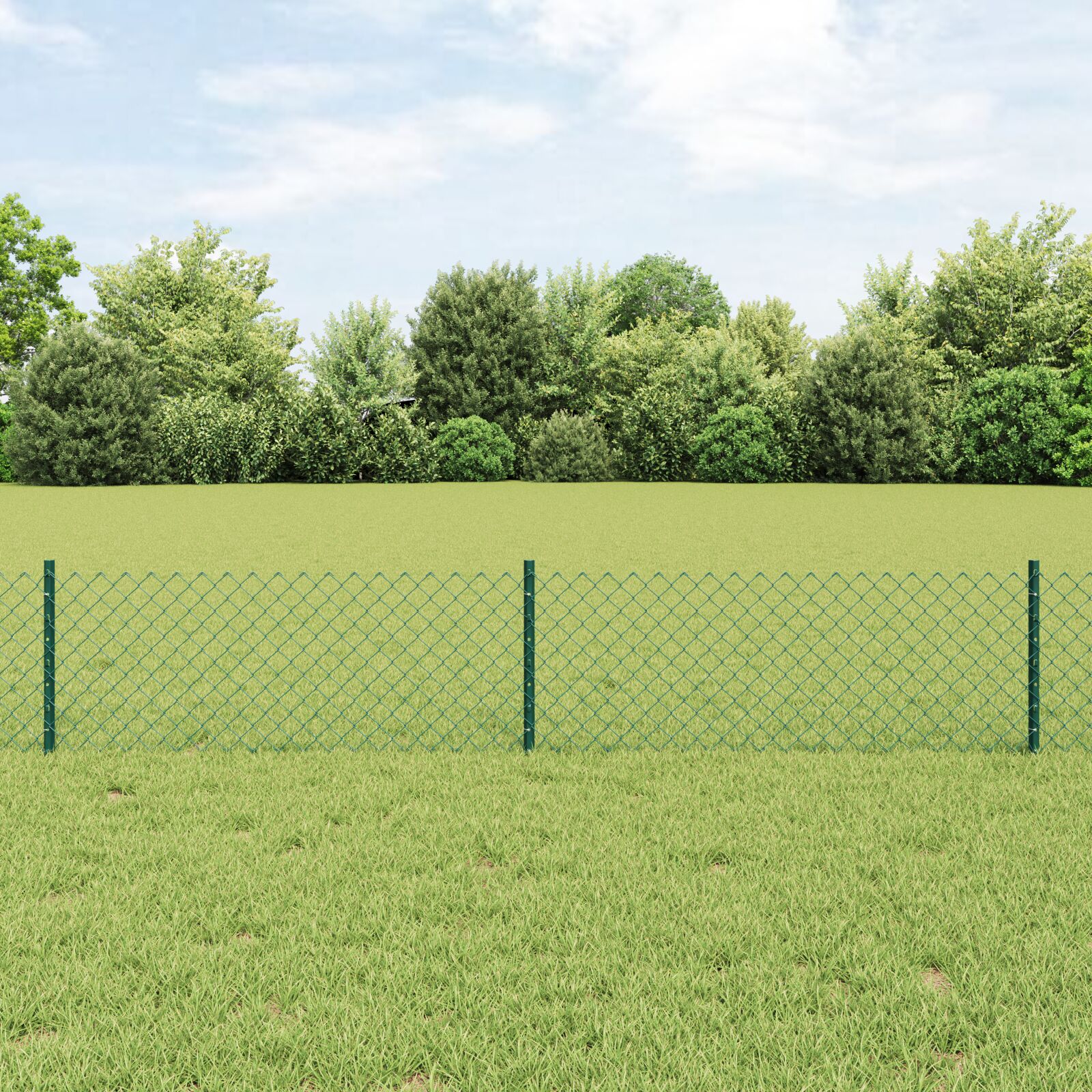 VidaXL Cerco de Malla Eslabonada con 10 Postes U Verde 0.4x10 m Acero ...