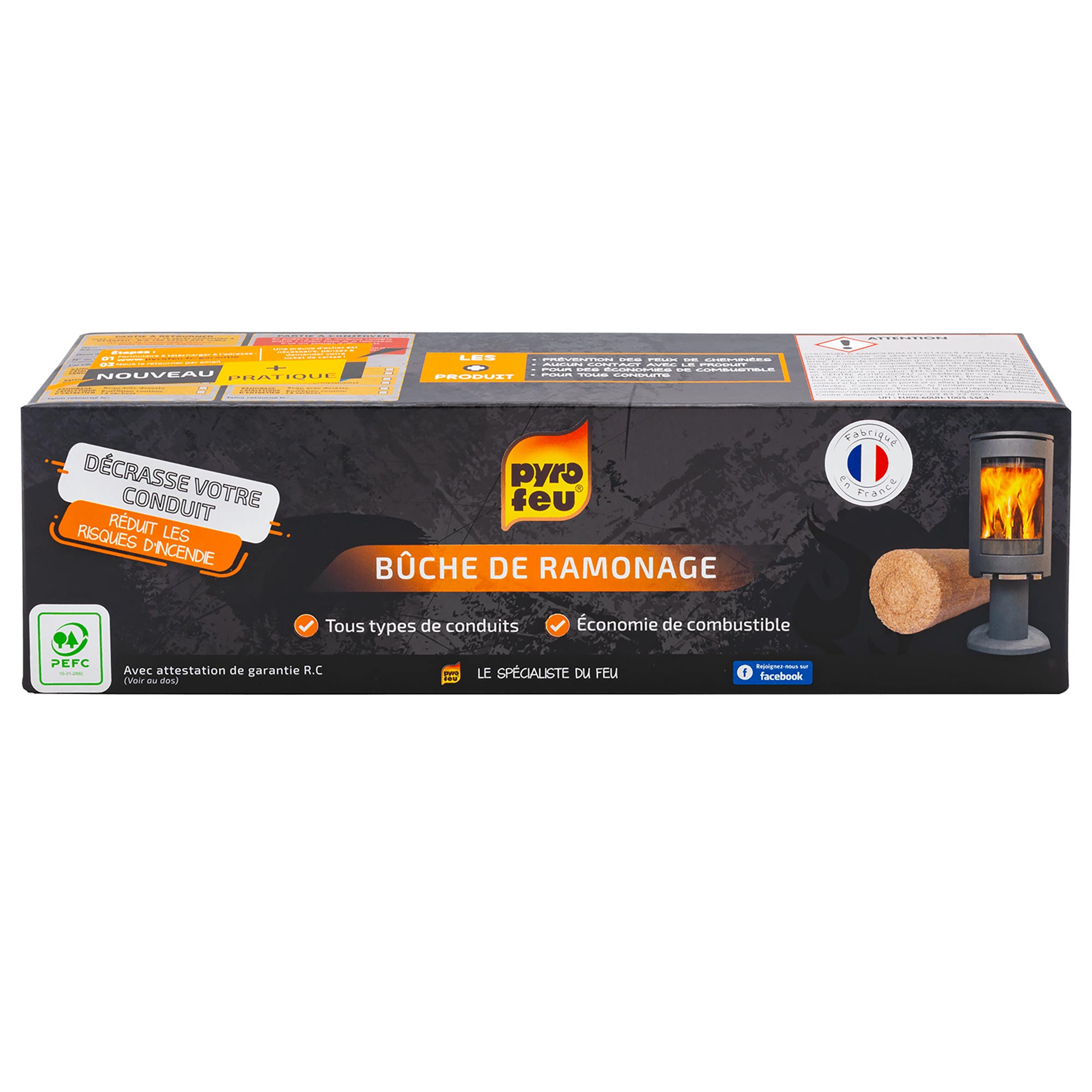 Bûche ramonage Pyrofeu pour insert ou poêle 1,1kg | Leroy Merlin