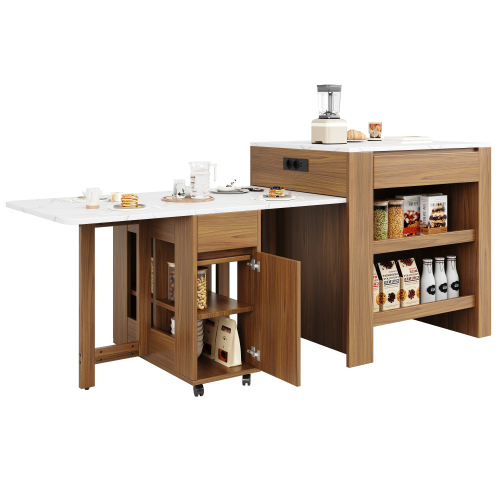 Table haute extensible avec espace de rangement (110-214×78×97,5 cm ...