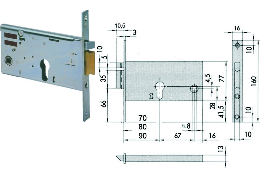 Insert de serrure électrique en aluminium 14350-90-0 Cisa | Leroy Merlin