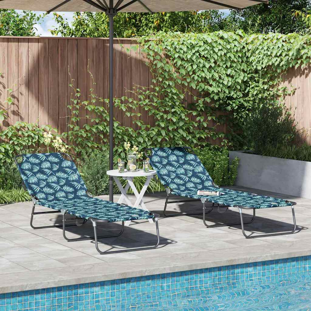Maison Exclusive - Transat pliant 2 pcs Portable Motif feuille Tissu ...