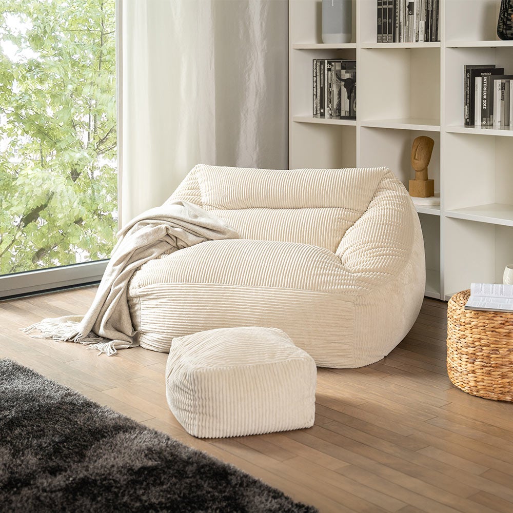 HOME DELUXE - Pouf COZY avec pouf - Tissu : velours côtelé, couleur ...