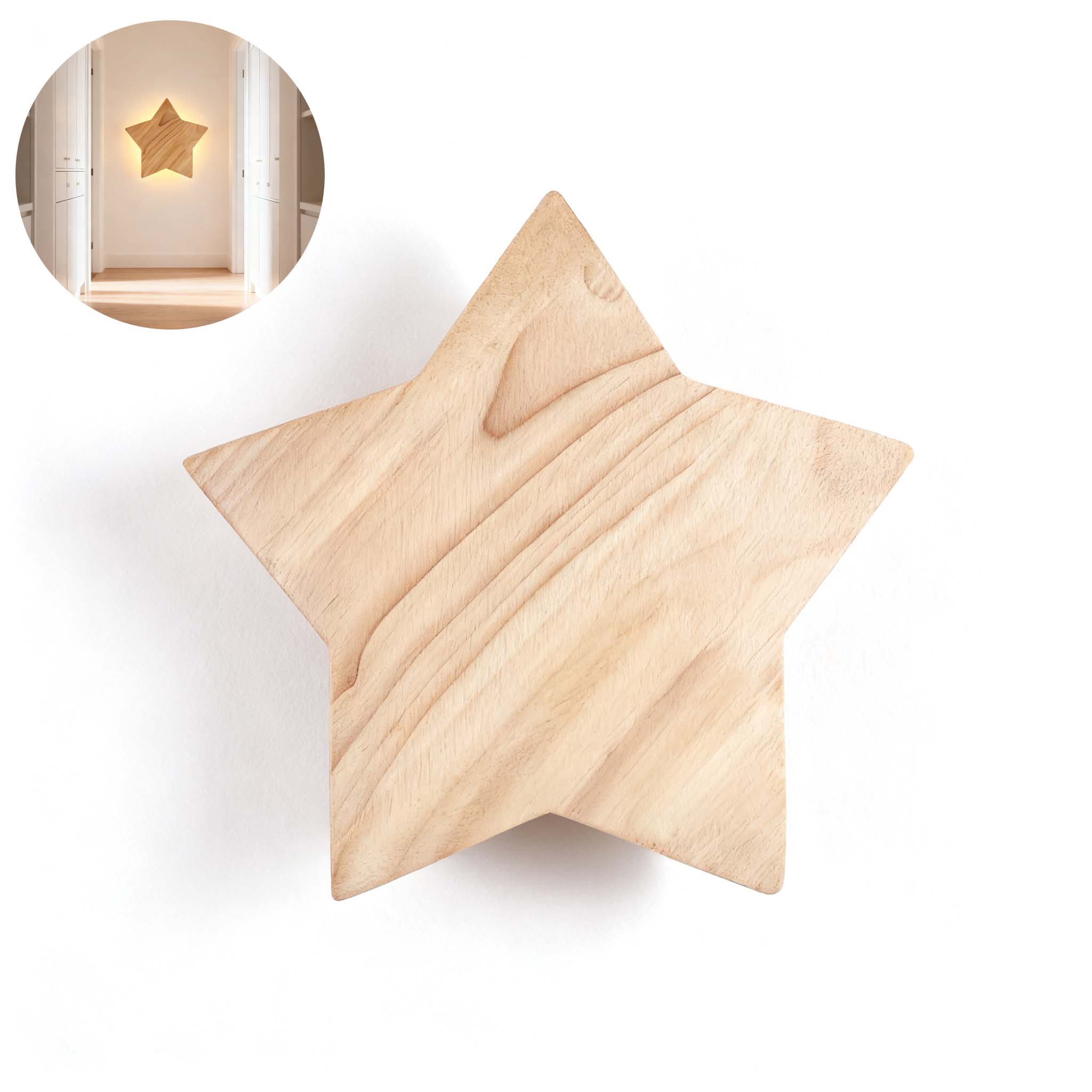 Applique murale LED étoile en bois moderne, veilleuse douce pour ...