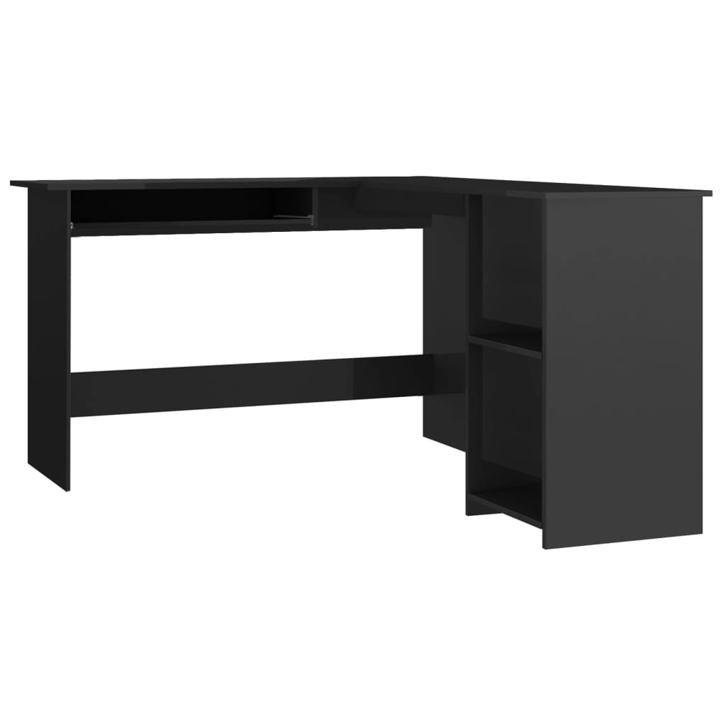 Bureau en L en contreplaqué noir brillant 120x140x75 cm | Leroy Merlin