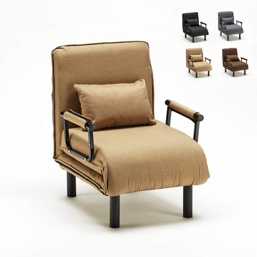 Sillón Sofá cama plegable individual de tela Deborah - Beige | Leroy Merlin