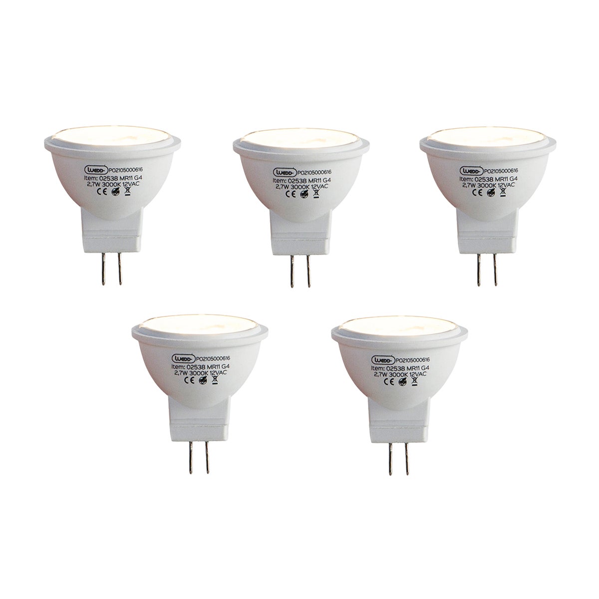 Set de 5 bombillas LED G4 MR11 2.7W 210lm 3000K 12V | Leroy Merlin