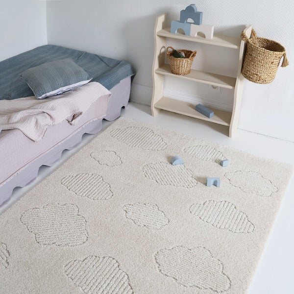 Tapis enfant petits nuages ton sur ton NOUBY S | Leroy Merlin