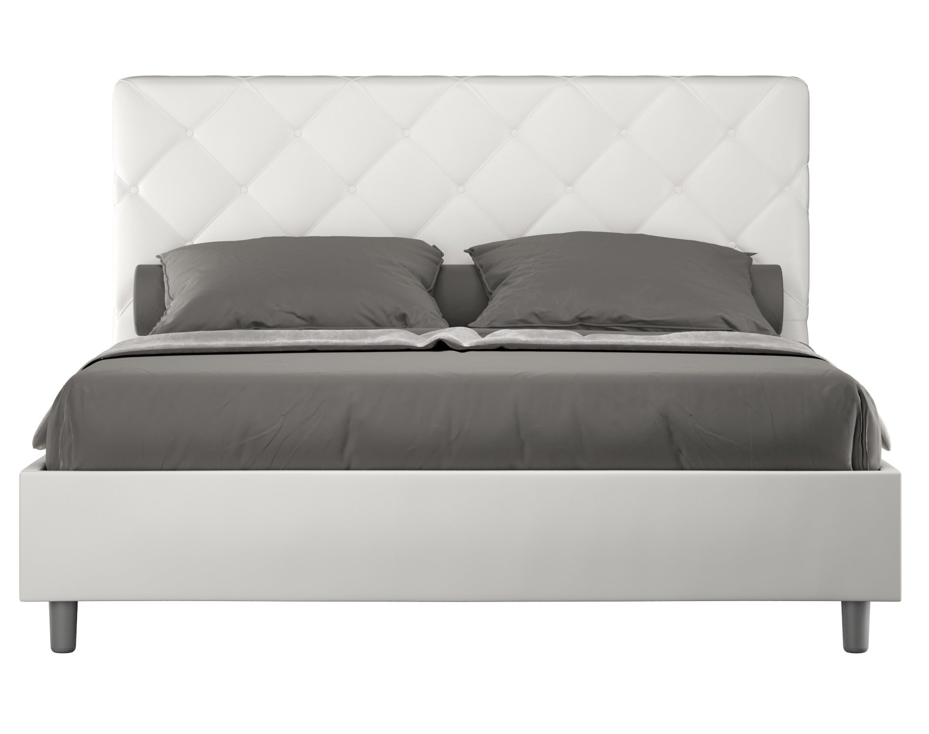 Lit adulte italien matelassé simili cuir Paryse-Couleur Blanc-140x200 ...
