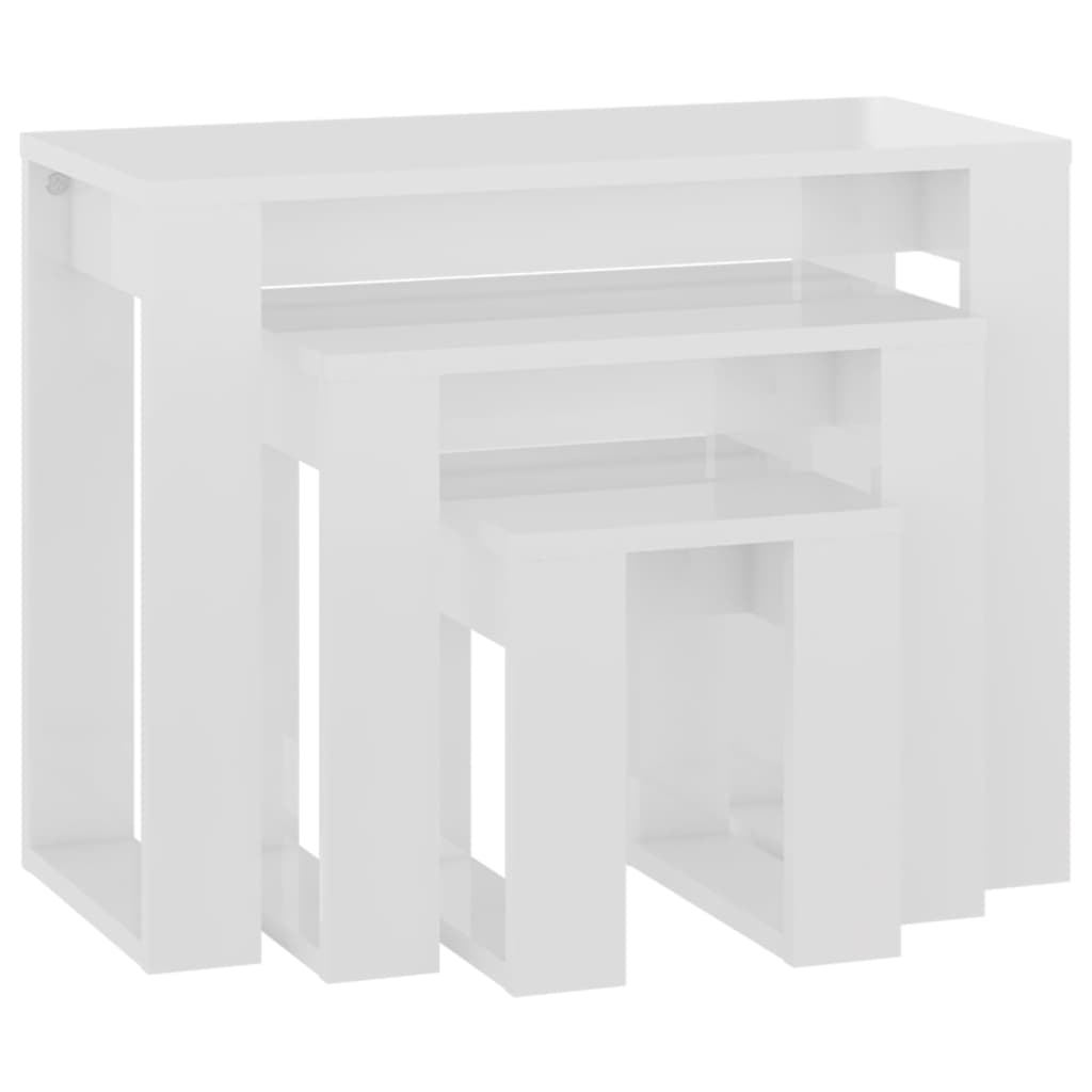 Tables empilables 3 pièces contreplaqué blanc brillant - COMFORTXL ...