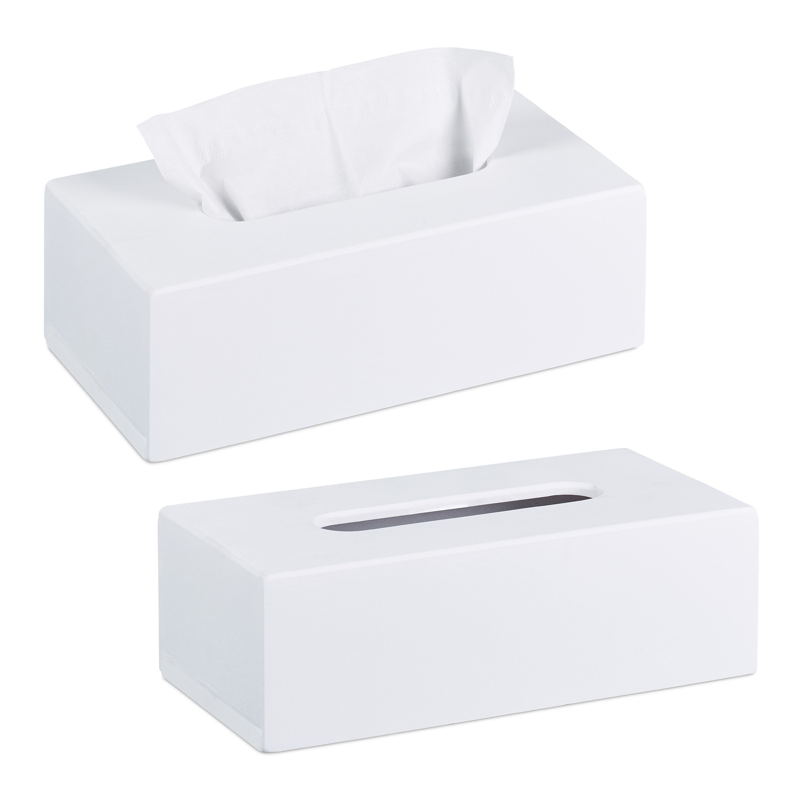Set De 2 Cajas Para Pañuelos Y Papel Secamanos Portapañuelos Bambú